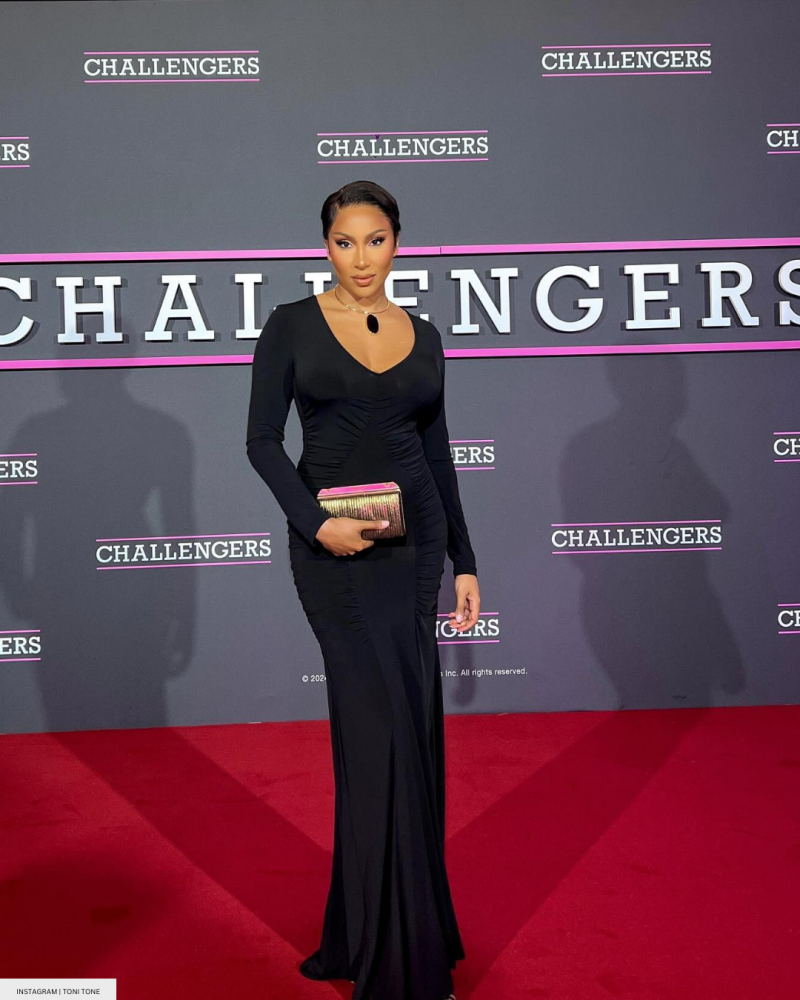 Toni Tone Rocks a Black Bodycon Dress to Challengers Premiere - Chiic ...